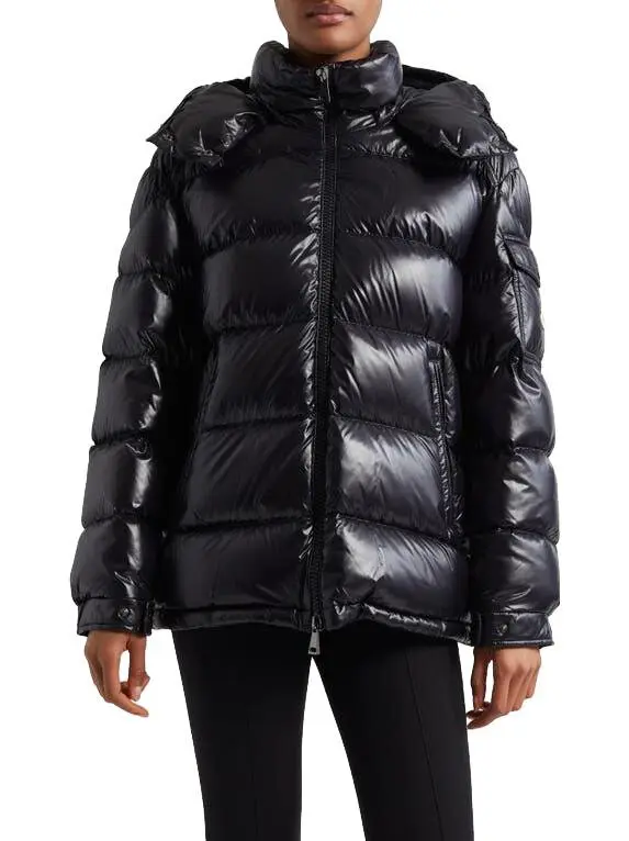 Moncler Maire Hooded Short Down Puffer Jacket - Black/black