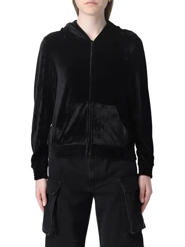 Balenciaga Velvet Zip-up Sweatshirt - Black