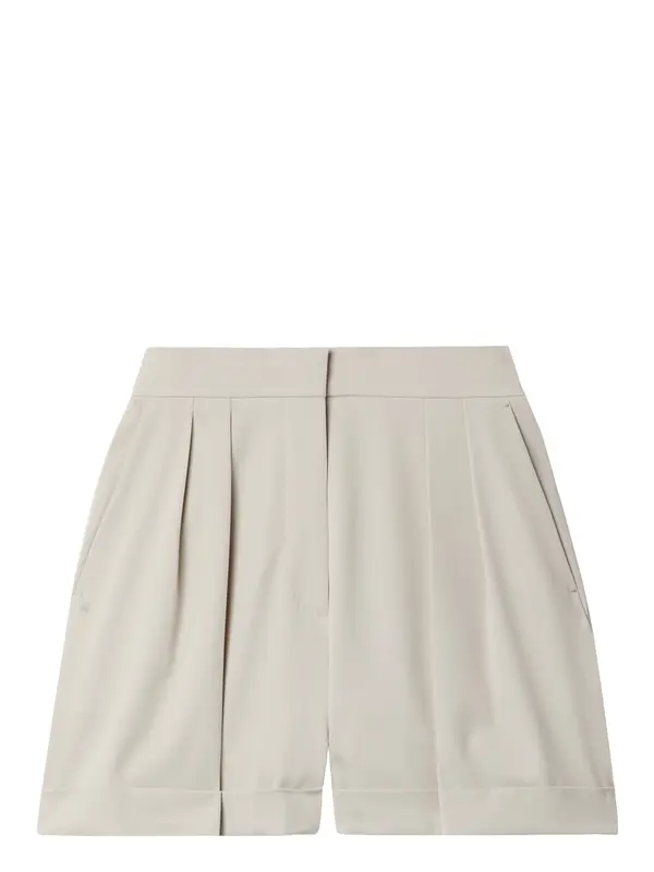 Max Mara Bormida Pleated Stretch-wool Gabardine Shorts - Neutrals