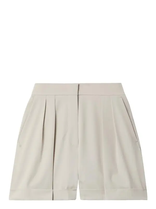 Max Mara Bormida Pleated Stretch-wool Gabardine Shorts - Neutrals