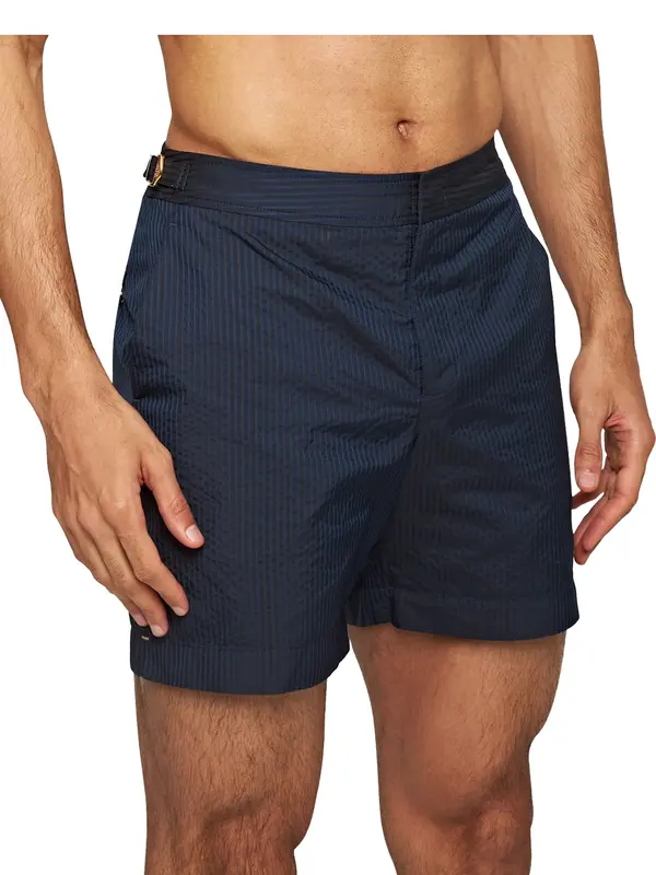 Orlebar Brown Bulldog Seersucker Swim Shorts - Night Iris