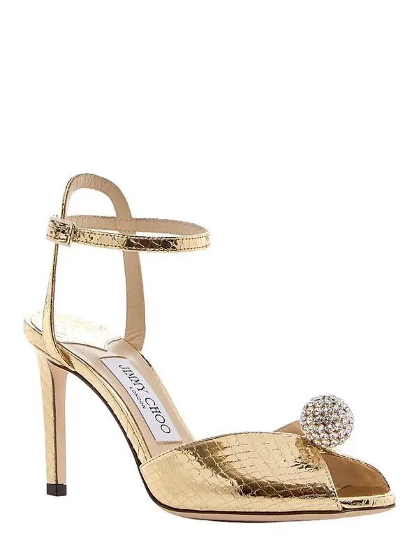 JIMMY CHOO Sacora 85 Embellished Sandals - Gold/crystal