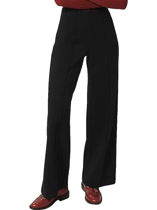 HOBBS LONDON Petites Prim Wide Leg Trousers - Black