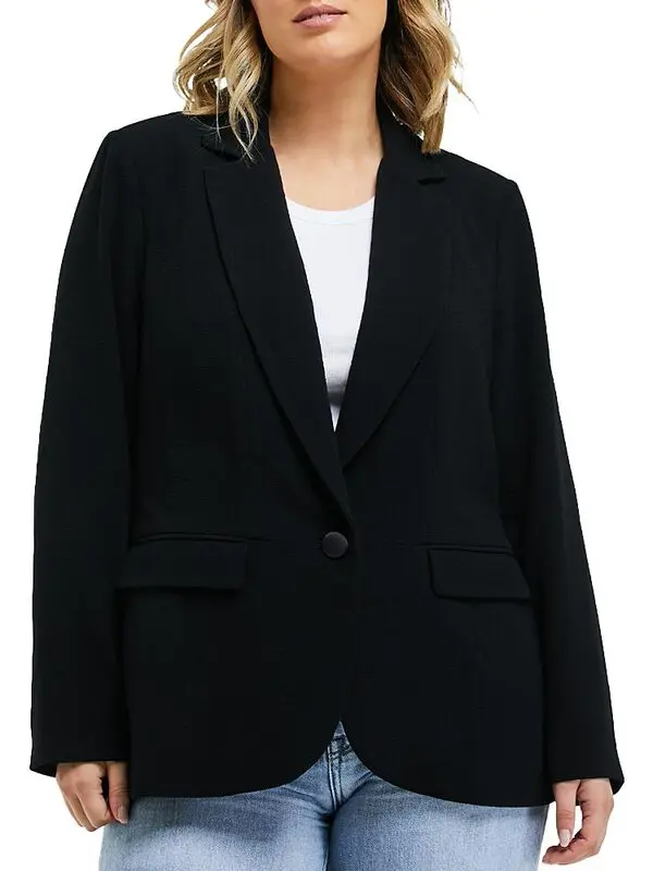 ESTELLE Megan Notched Lapel Single Button Blazer - Black