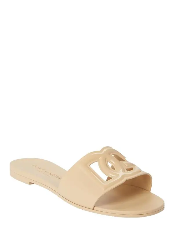 Dolce & Gabbana Logo Pool Slide Sandals - Beige