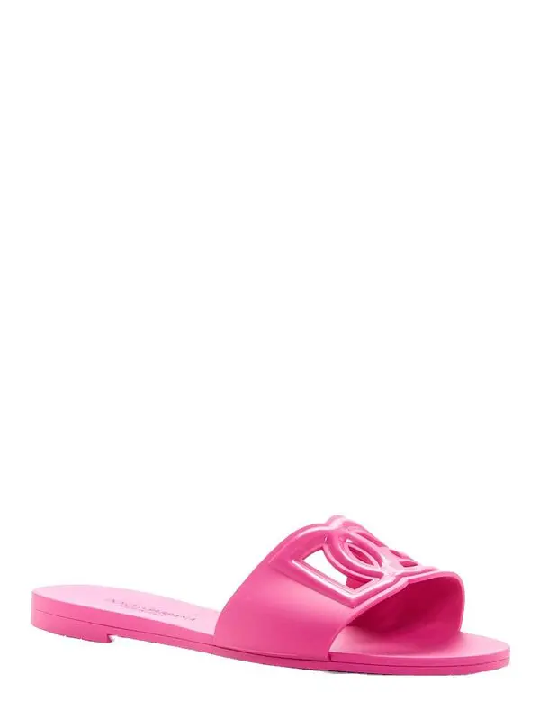 Dolce & Gabbana Logo Pool Slide Sandals - Fuchsia