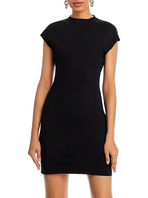 Aqua Ponte Knit Sheath Mini Dress - Black