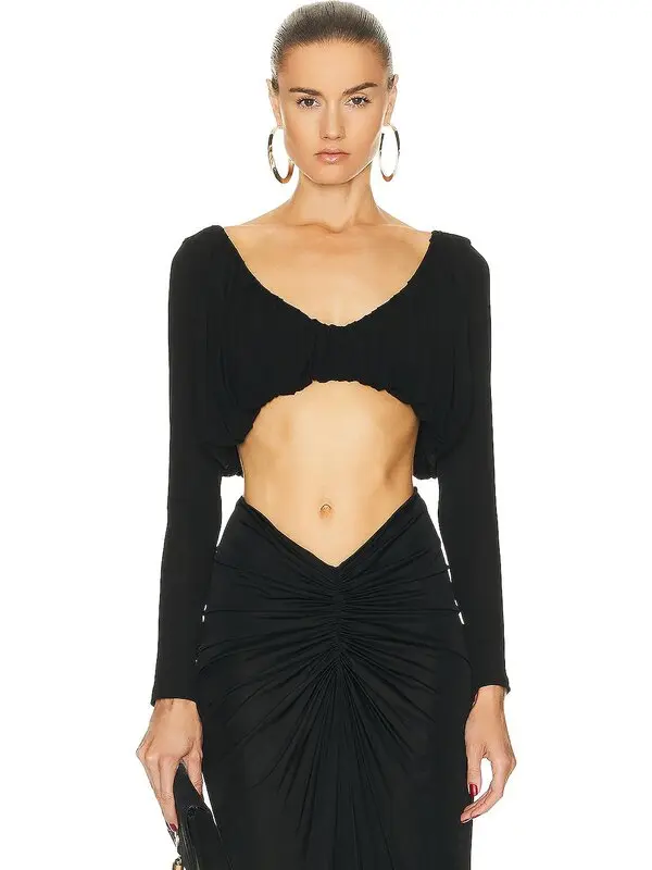 Saint Laurent Draped V-neck Top - Noir