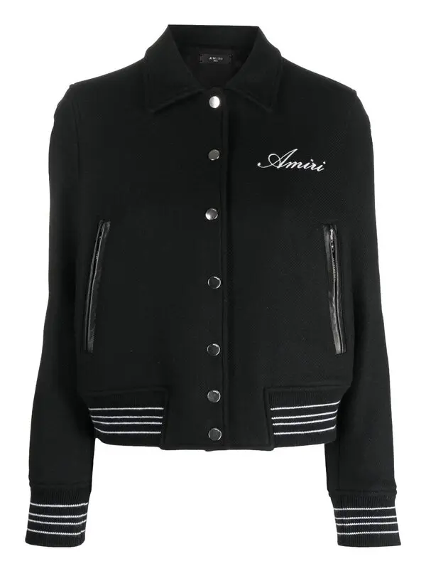 Amiri Logo-embroidered Bomber Jacket - Black