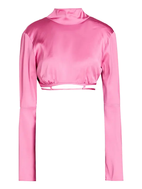 Jacquemus Mentallo Cropped Satin Top - Pink