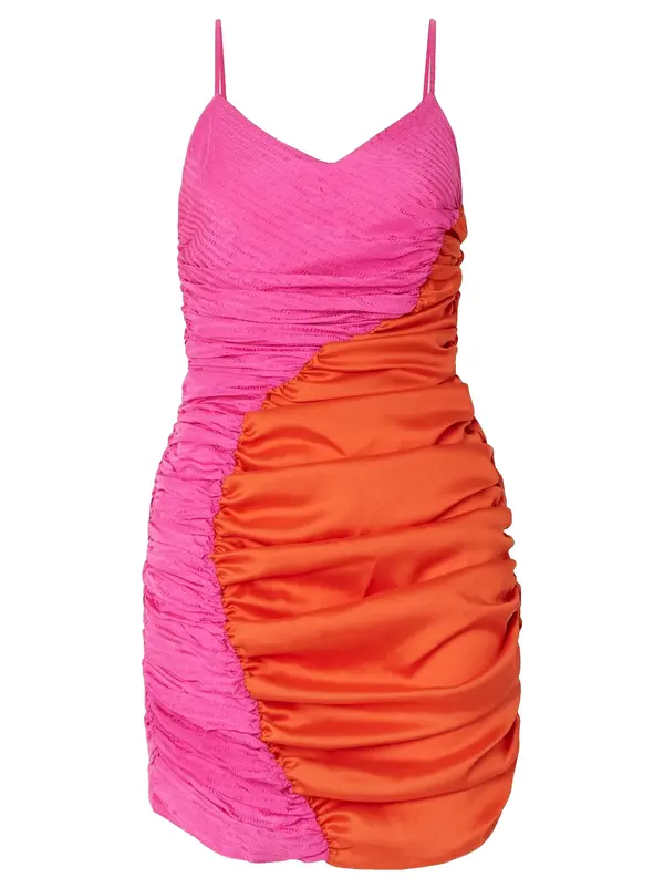 Ahluwalia Jade Two-tone Mini Dress - Bright Pink