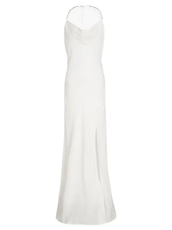 NICHOLAS Crystal-embellished Halterneck Maxi Dress - Ivory