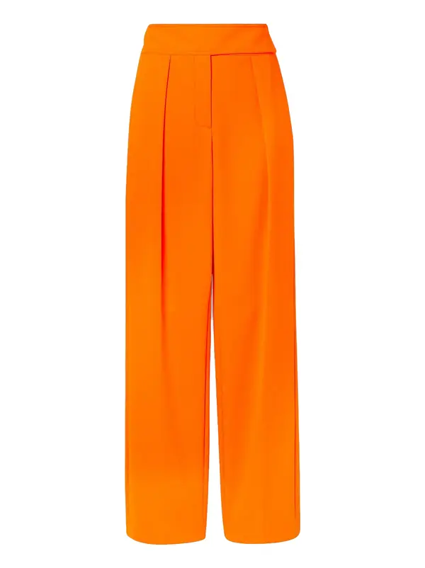 Christopher John Rogers Tapered Pleated Crepe Pants - Orange