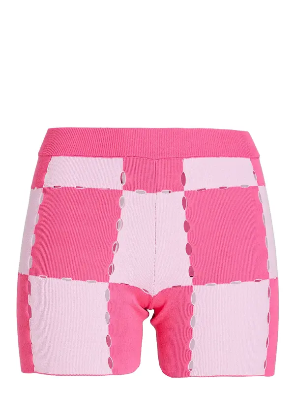 Jacquemus Gelato Checked Cotton-blend Shorts - Pink