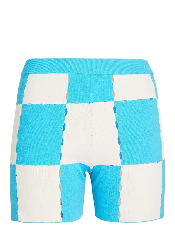 Jacquemus Gelato Checked Cotton-blend Shorts - Turquoise