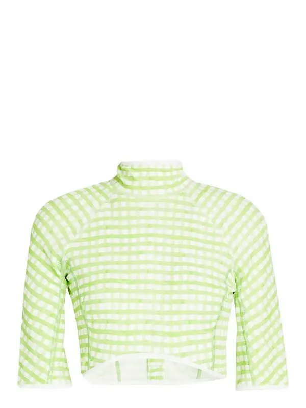 Jacquemus Tuba Cropped Gingham Top - Light Green