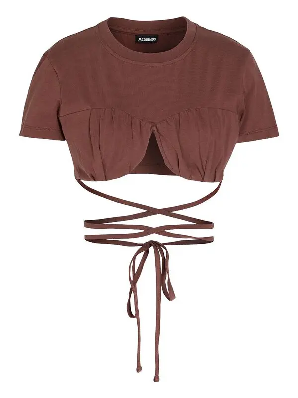 Jacquemus Cropped Cotton-jersey T-shirt - Brown