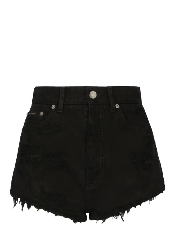 Dolce & Gabbana Distressed Denim Shorts - Black
