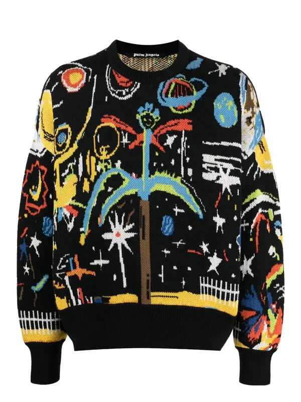 Palm Angels Starry Night Jacquard Jumper - Black