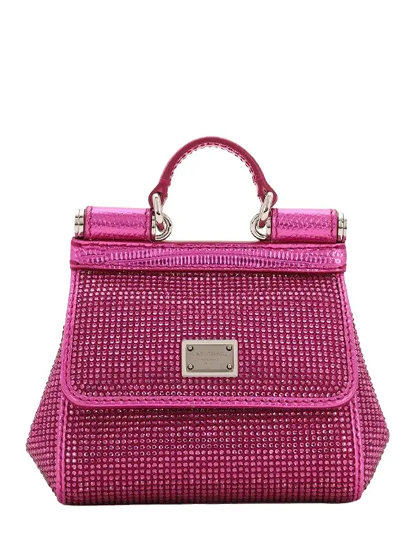 Dolce & Gabbana Mini Sicily Rhinestone-embellished Tote - Pink