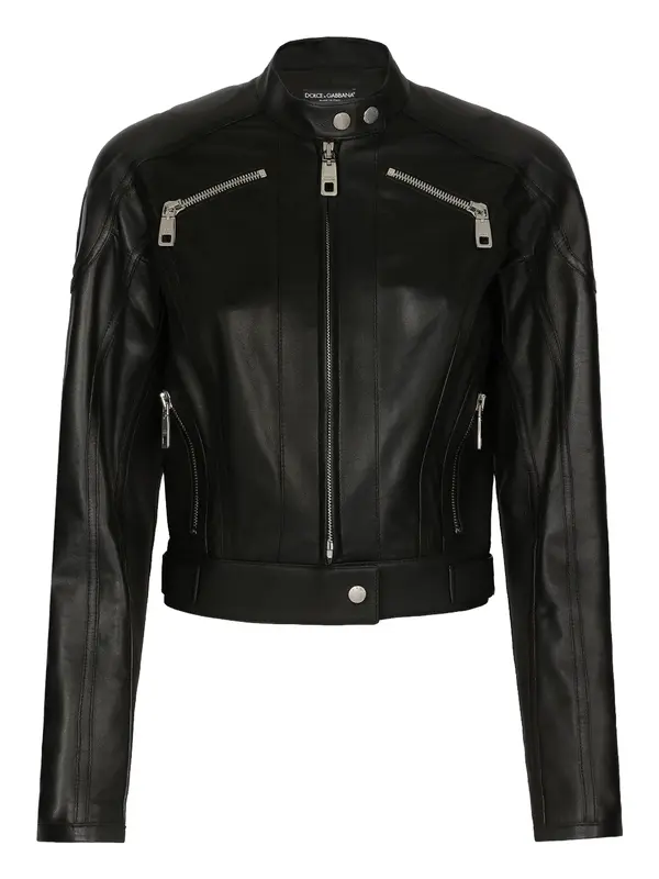 Dolce & Gabbana Long-sleeve Leather Biker Jacket - Black