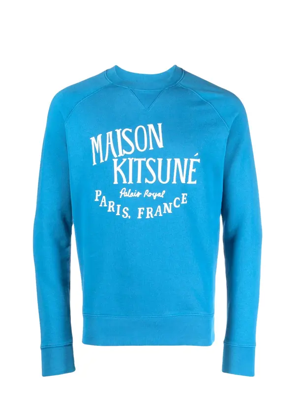 Maison Kitsuné Logo-print Cotton Sweatshirt - Blue