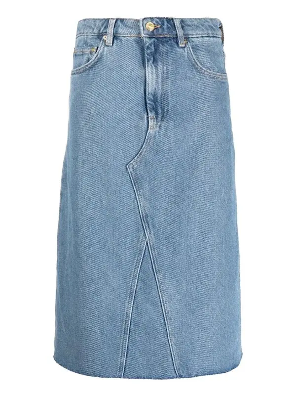GANNI High-waist Denim Midi Skirt - Blue