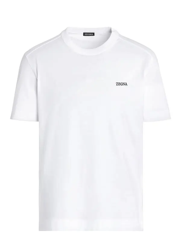 Zegna Logo-embroidered Cotton T-shirt - White