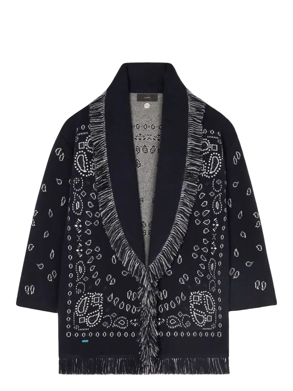 Alanui Bandana Jacquard Cashmere Cardigan - Blue