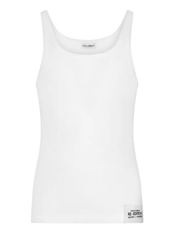 Dolce & Gabbana Logo-patch Cotton Tank Top - White