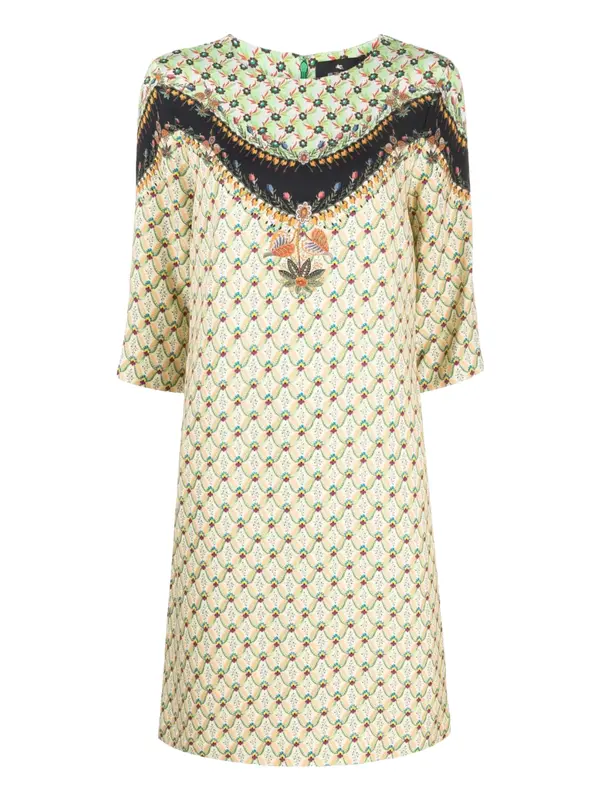 Etro Mix-print Shift Dress - Green
