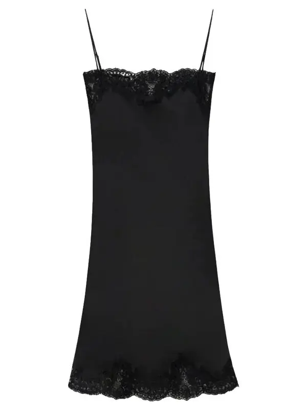 Stella McCartney Guipure Lace-trim Satin Midi Dress - Black