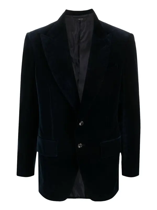 TOM FORD Single-breasted Velvet Blazer - Blue