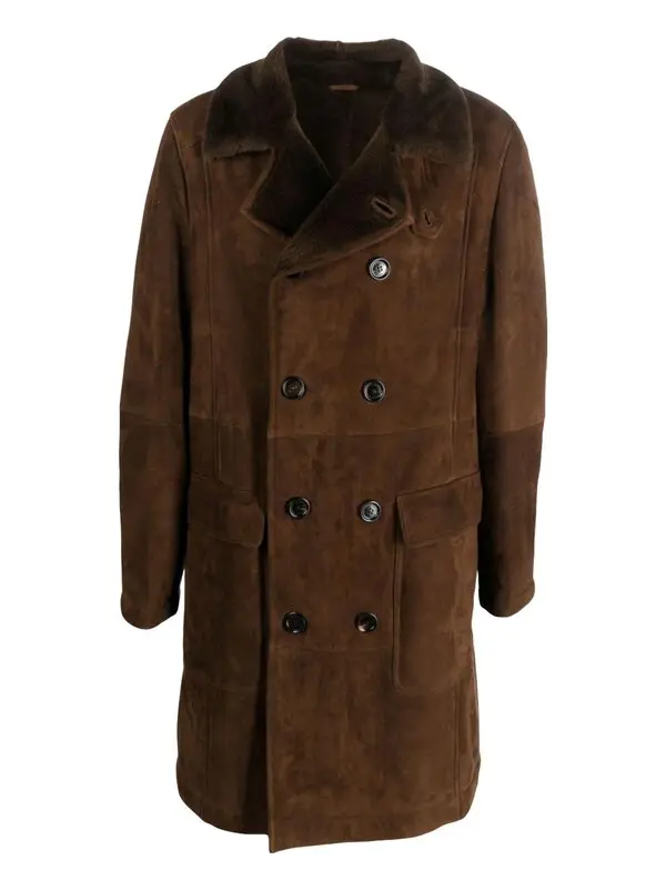 Brunello Cucinelli Double-breasted Lambskin Coat - Brown