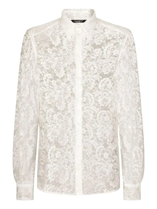 Dolce & Gabbana Sheer-coverage Lace Shirt - White