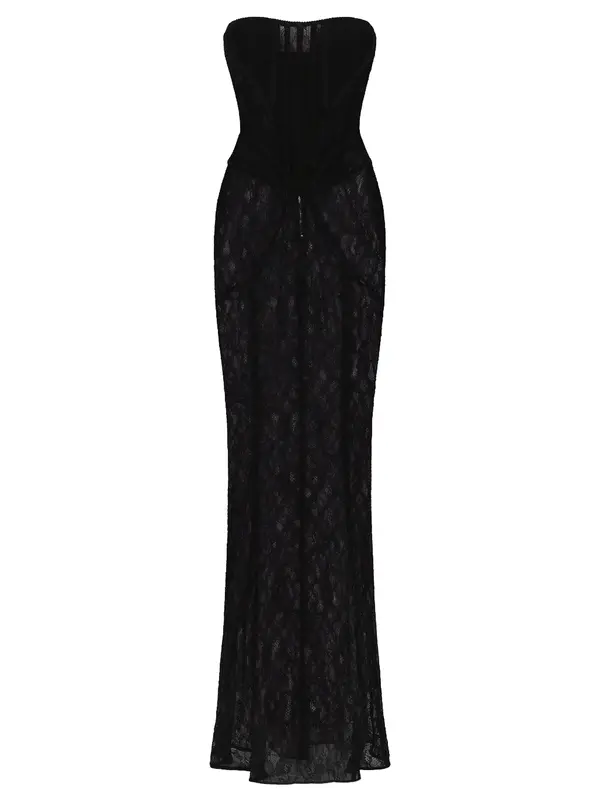 Dolce & Gabbana X Kim Semi-sheer Corset Gown - Black