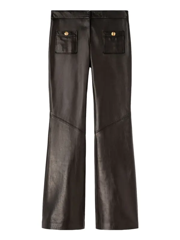 Palm Angels Mid-rise Leather Flared Trousers - Black