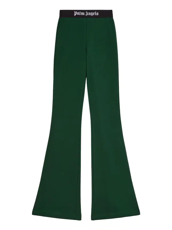 Palm Angels Logo-tape Flared Trousers - Green