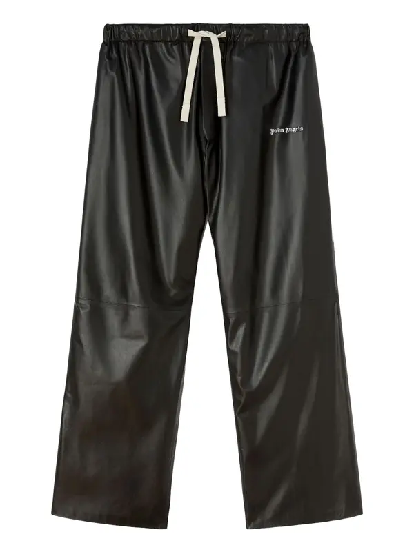 Palm Angels Logo-print Leather Track Pants - Black