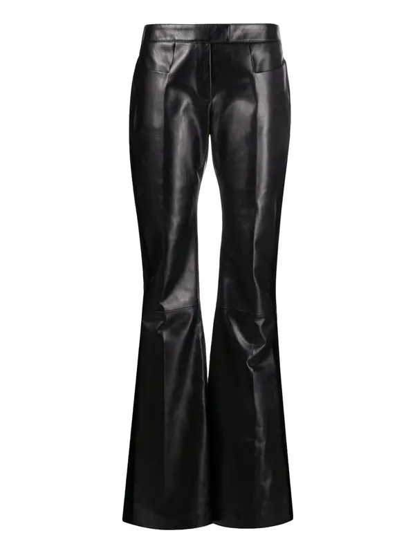 TOM FORD Flared Leather Trousers - Black