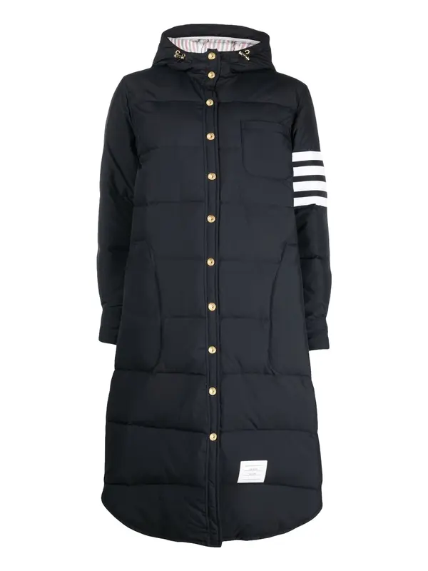 Thom Browne 4-bar Hooded Padded Coat - Blue