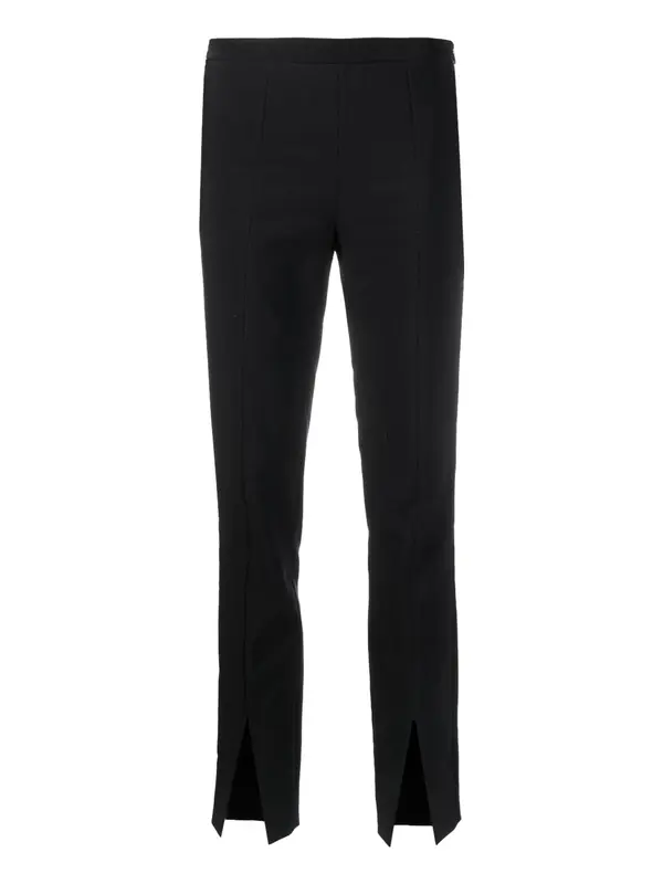 GENNY Front-slit Cropped Trousers - Black