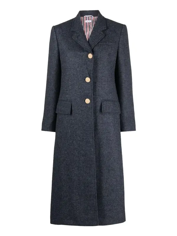 Thom Browne Single-breasted Wool Coat - Blue