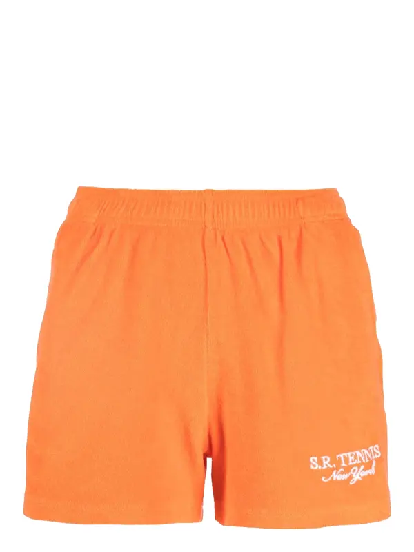 SPORTY & RICH Logo-embroidered Shorts - Orange