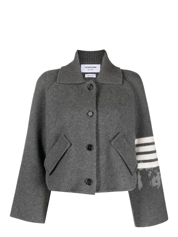 Thom Browne 4-bar Stripe Cropped Jacket - Grey