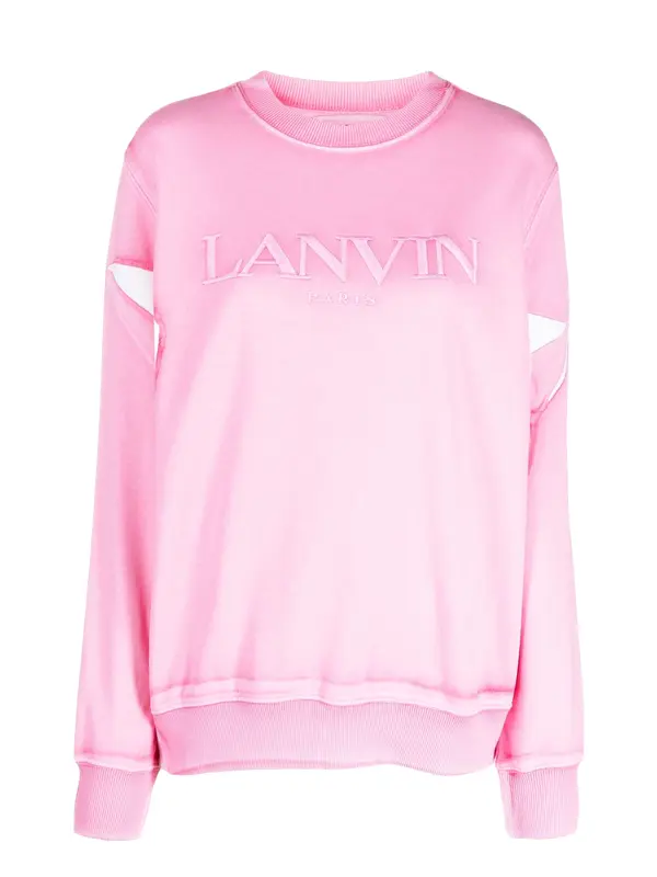 LANVIN Embroidered Logo Crew-neck Sweatshirt - Pink