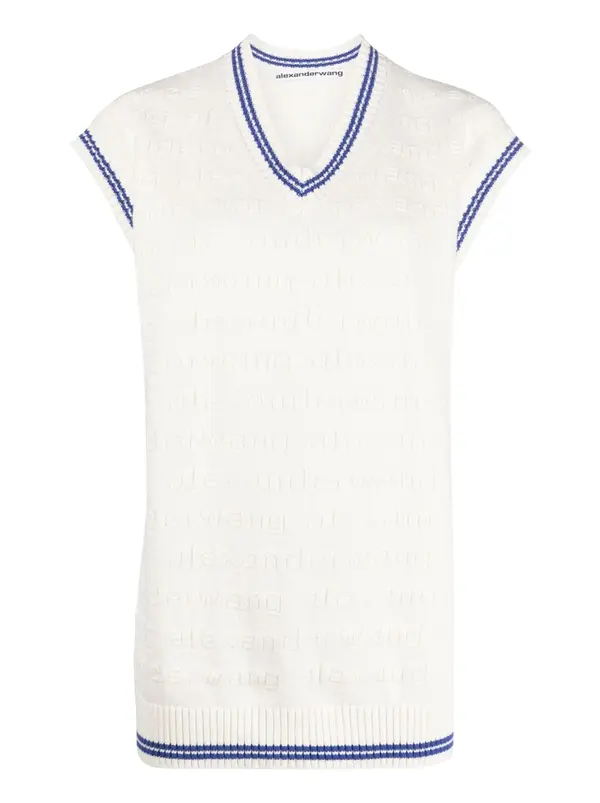Alexander Wang Stripe-detail Knitted Sleeveless Top - White