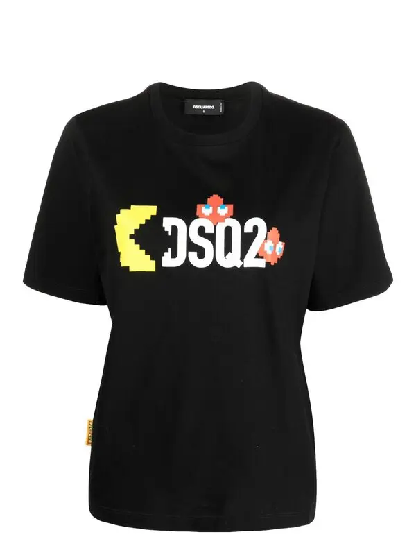 Dsquared2 Pac-man Print Cotton T-shirt - Black