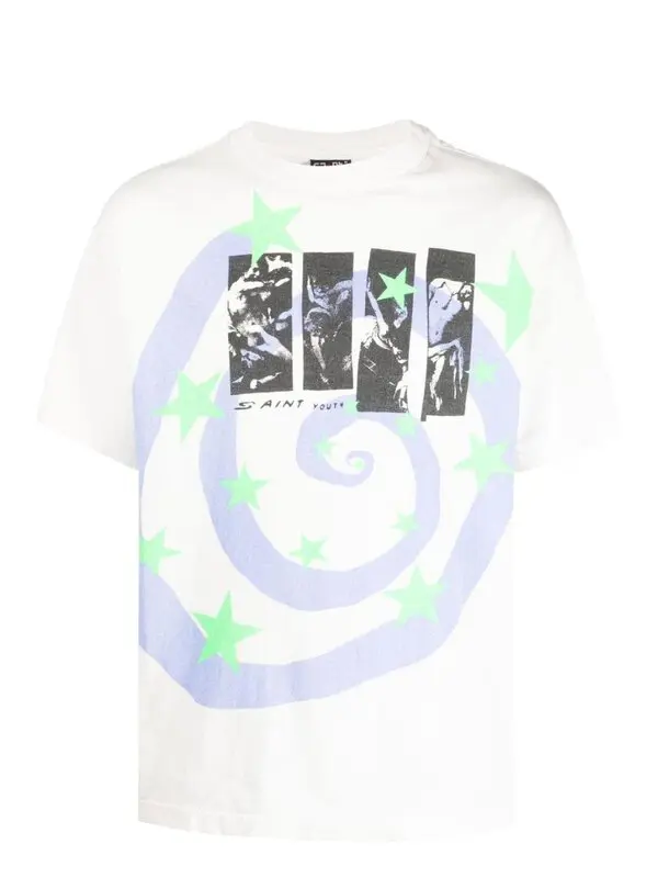 SAINT MXXXXXX Graphic-print Cotton T-shirt - White