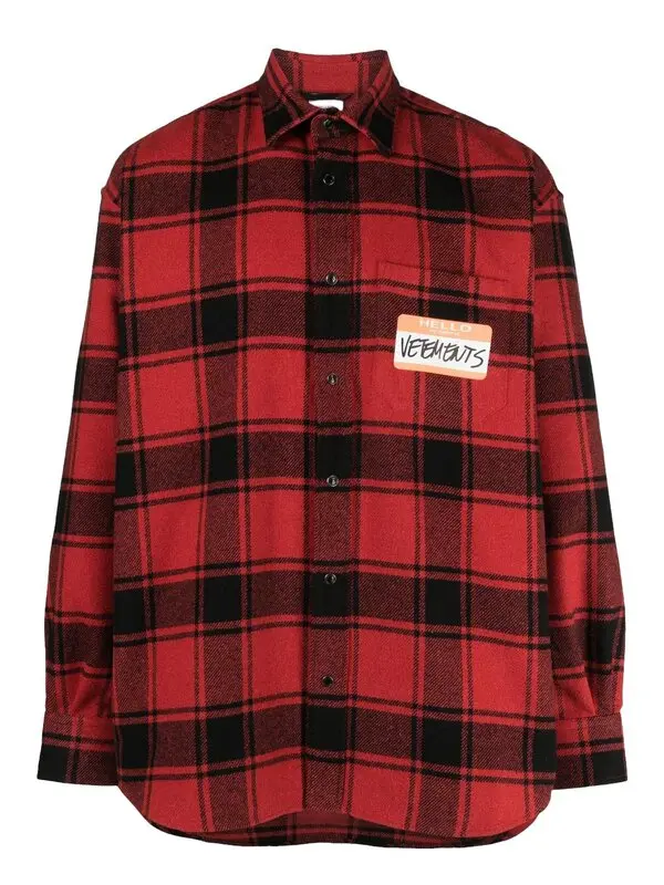 Vetements Hello My Name Is Cotton Shirt - Red